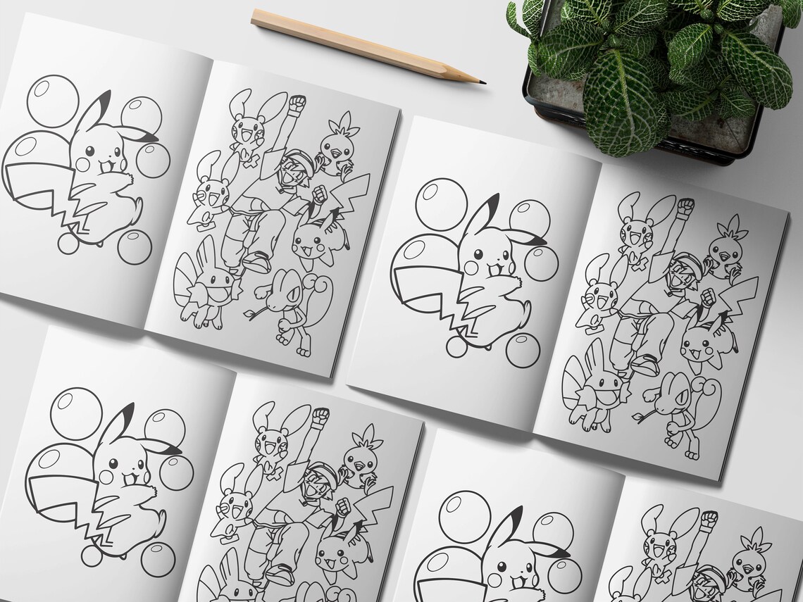 Pokemon Coloring Book 55 Pages Coloring Pages Printable - Etsy