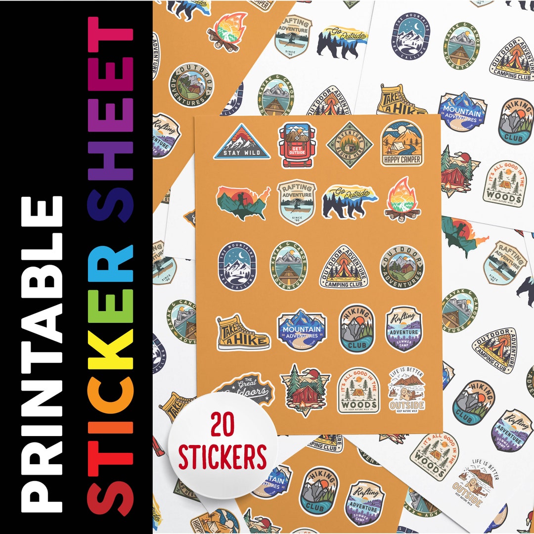 Printable Digital Camping in Space 20 Stickers_png, JPG - Etsy