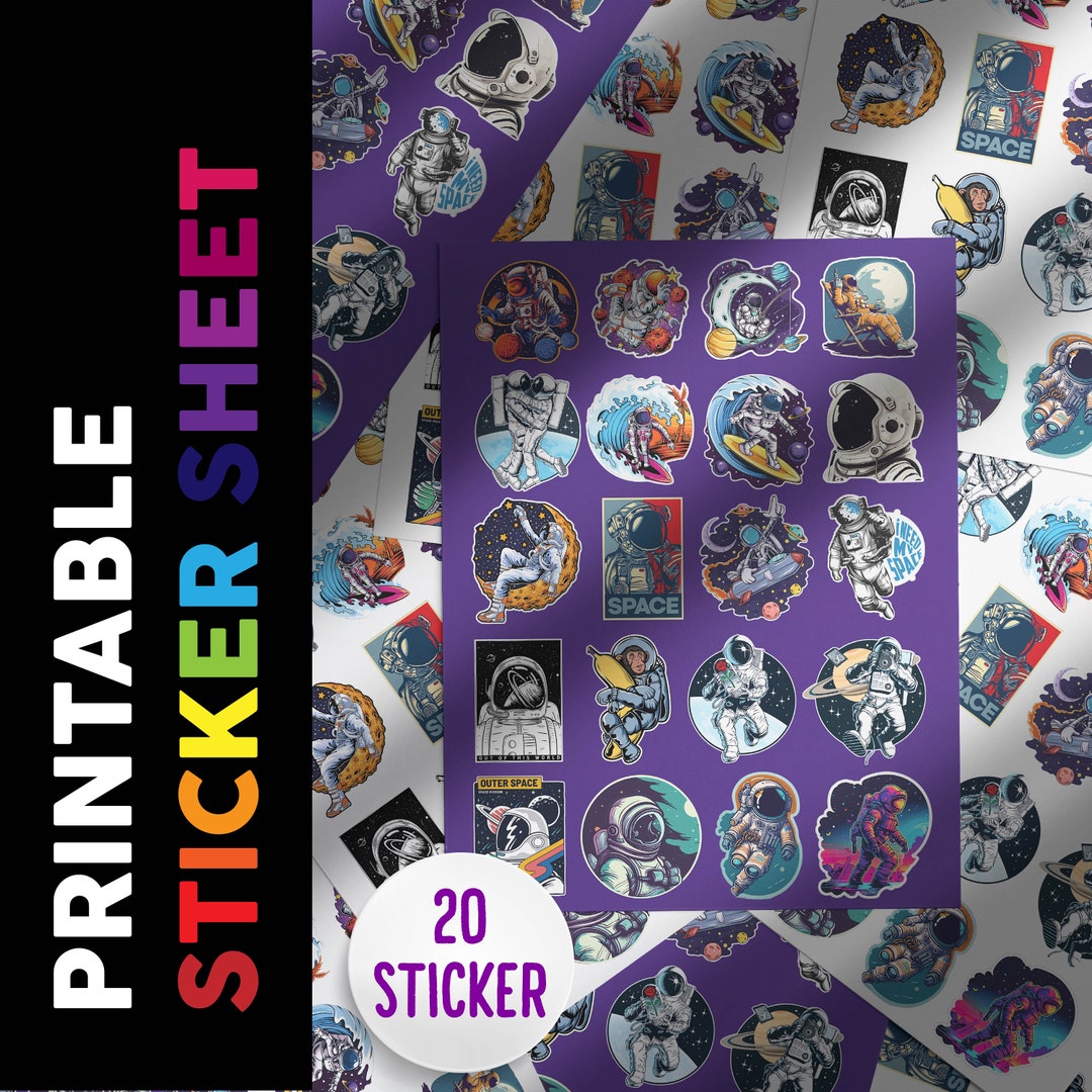 Printable Digital Astronaut in Space 20 Stickers_png, JPG - Etsy