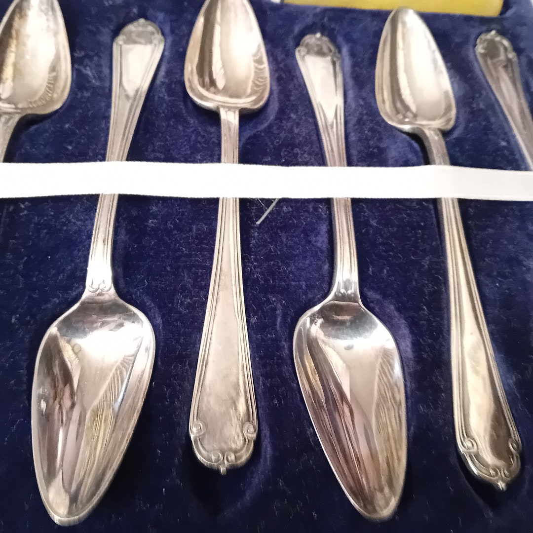 Six Vintage Boxed Sheffield EPNS Grapefruit Spoons Desert Spoons and ...
