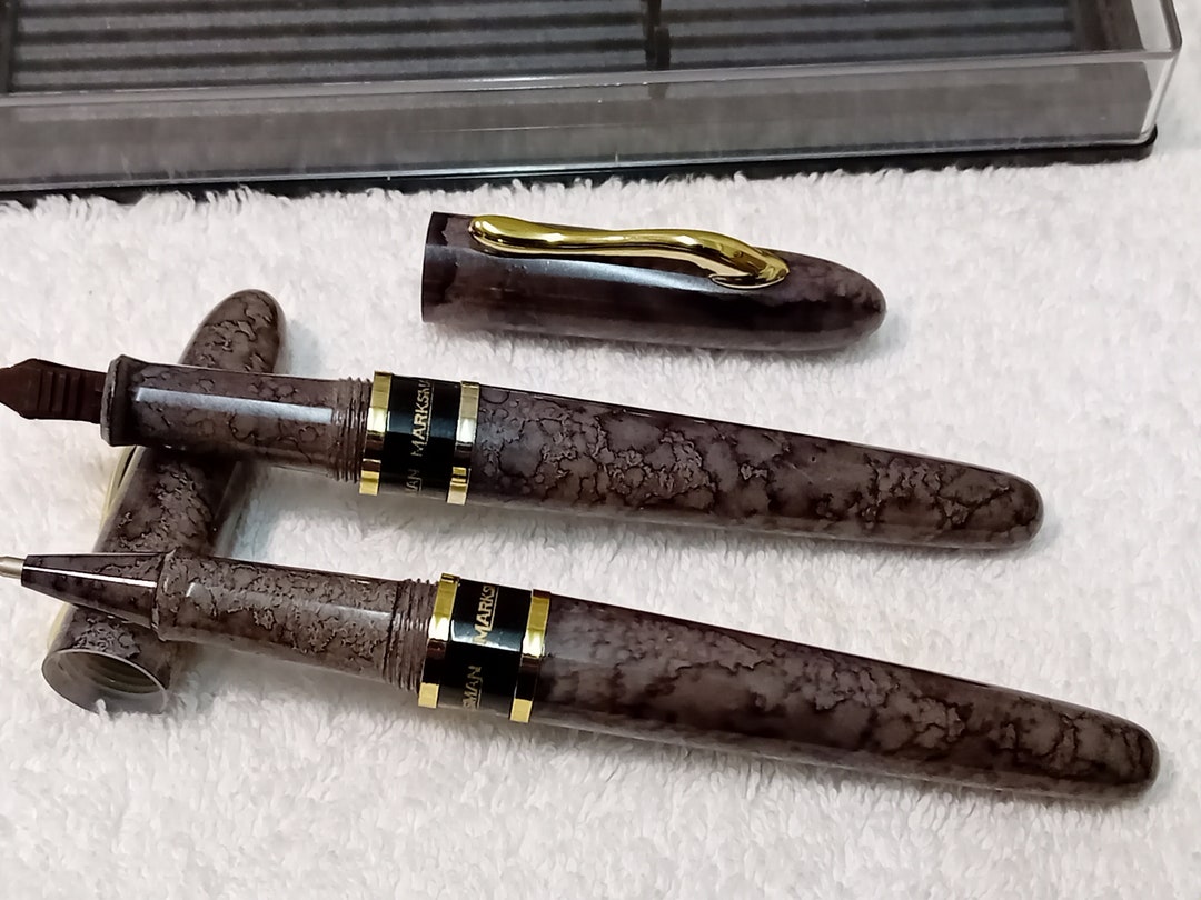 Marksman Marbled Pen Set, Fountain Pen and Ball Point Pen - Etsy