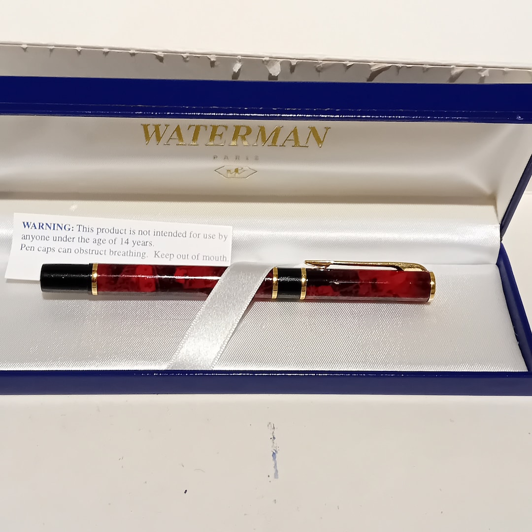 Waterman Laureat MKII Ballpoint Pen Red Marble GT Boxed - Etsy UK
