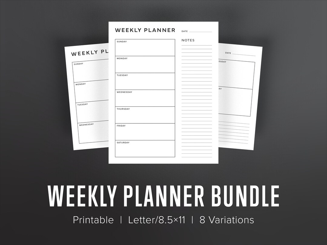 Printable Weekly Planner Bundle - 8 Variations - Etsy