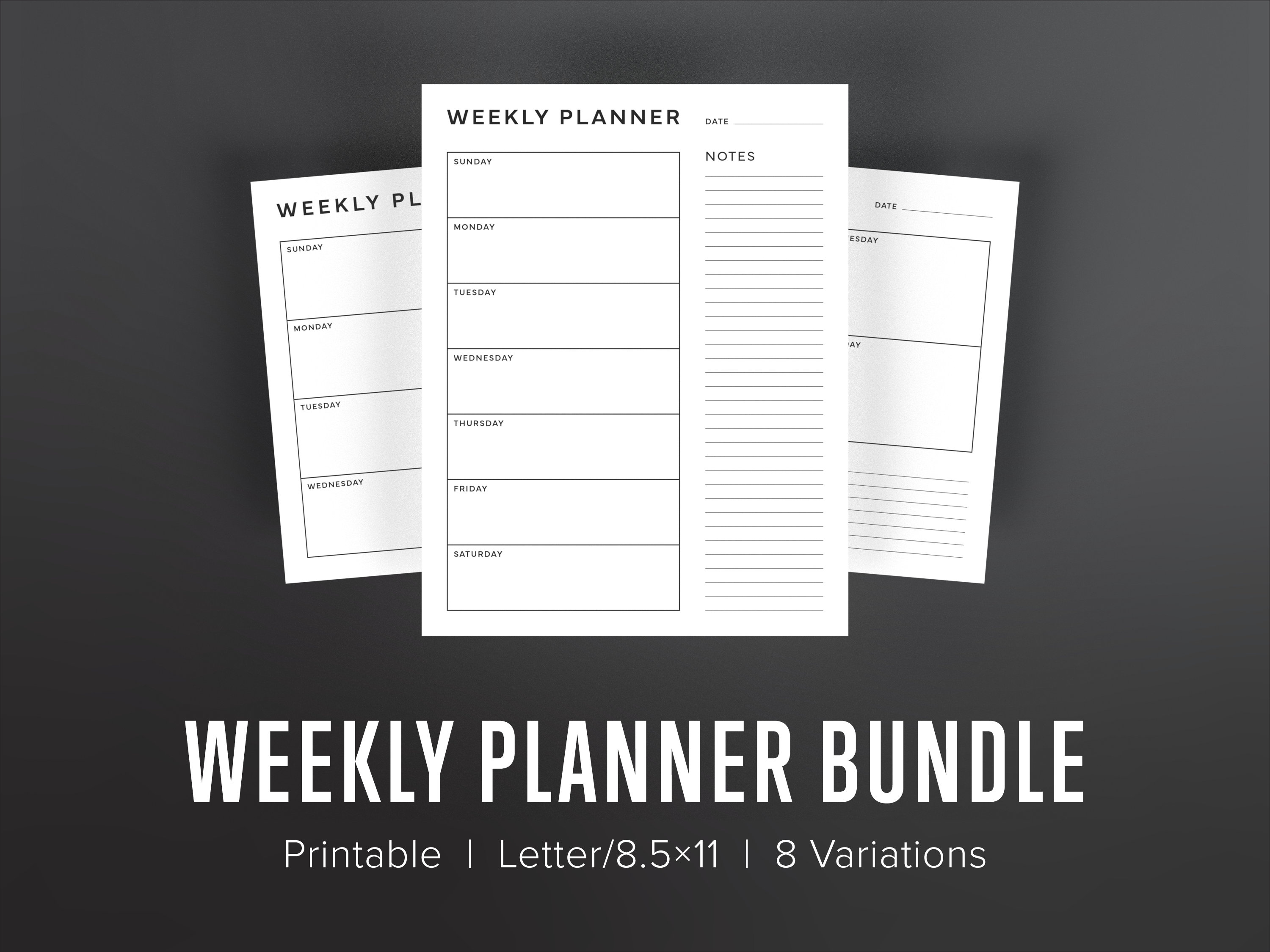 Printable Weekly Planner Bundle - 8 Variations - Etsy