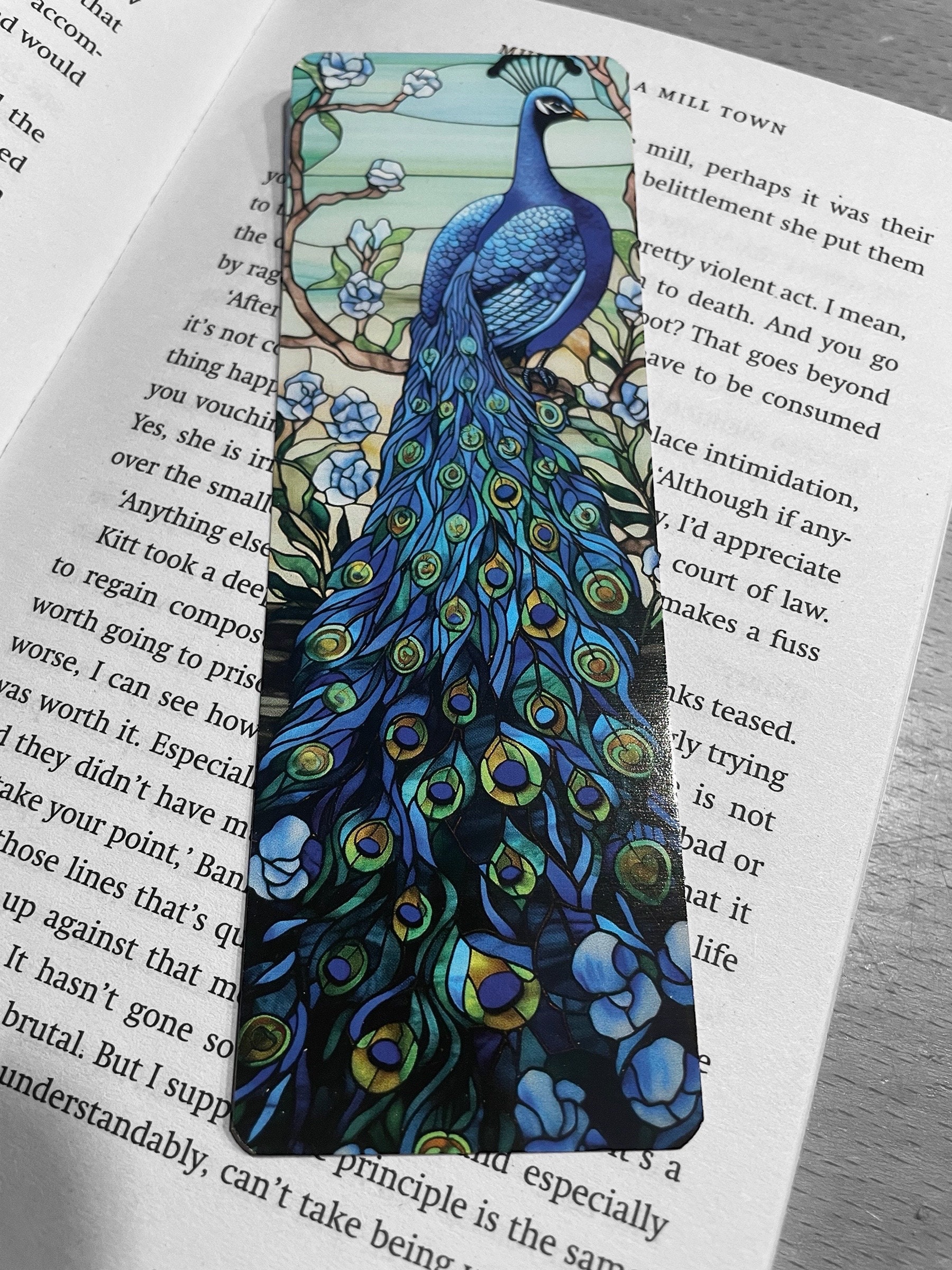 Lovely Illustrated Peacock Printed Bookmark, Page Saver, Book Lover ...