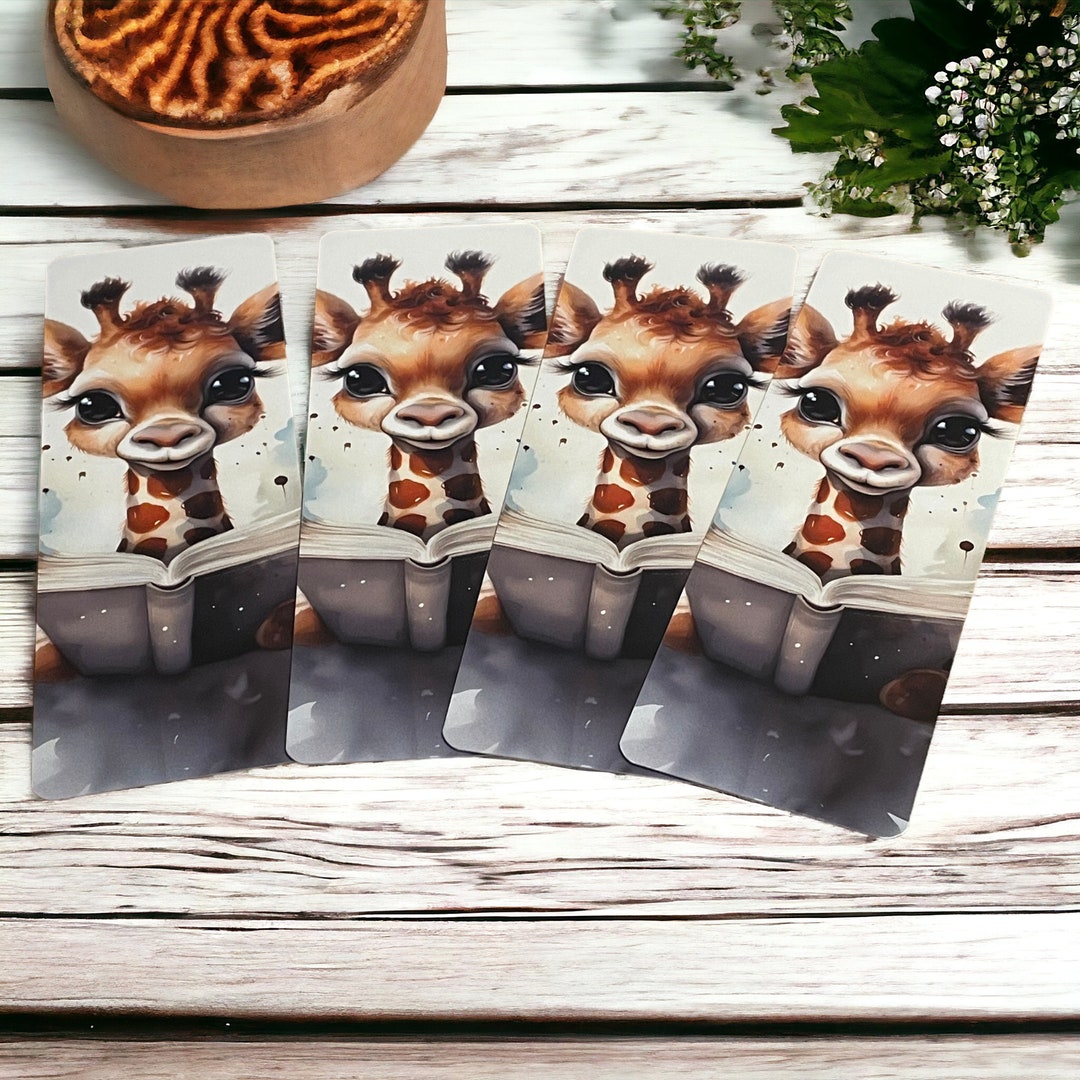 Lovely Illustrated Reading Giraffe Printed Bookmark, Page Saver, Book ...
