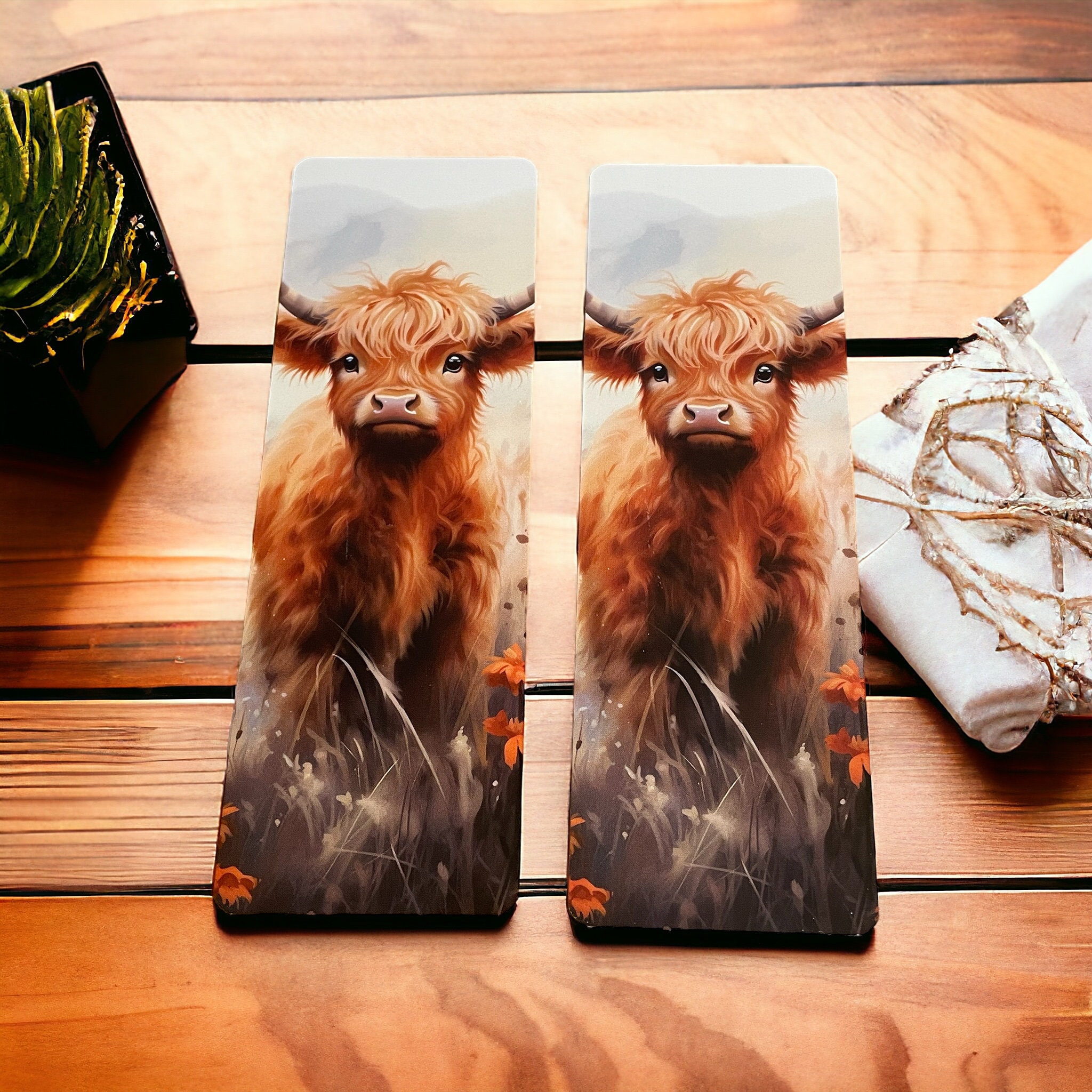 Lovely Illustrated Highland Cow Printed Bookmark, Page Saver, Book ...