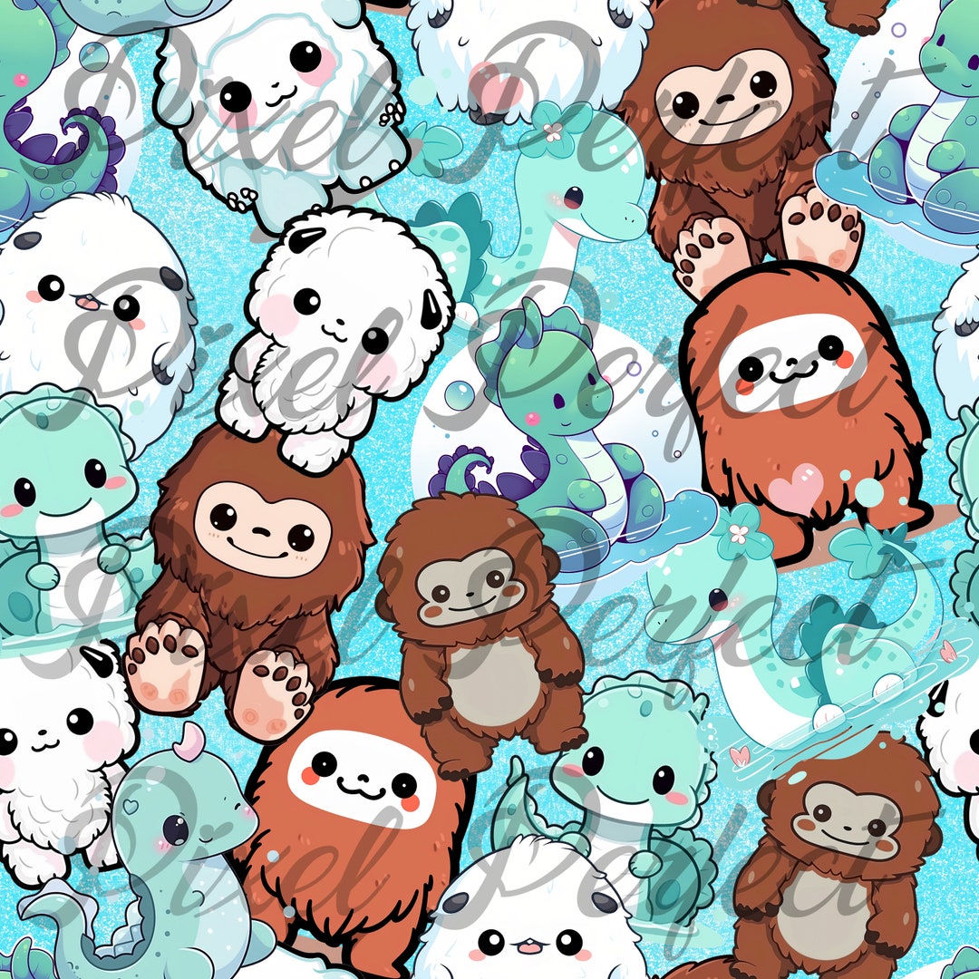 Seamless Design Baby Cute Cryptids - Etsy