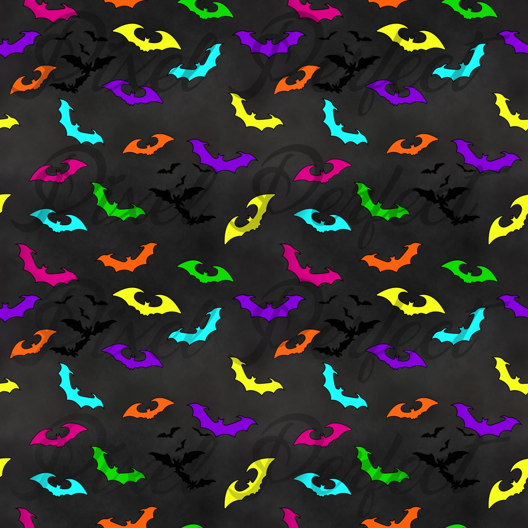 Seamless Design File Neon Bats - Etsy