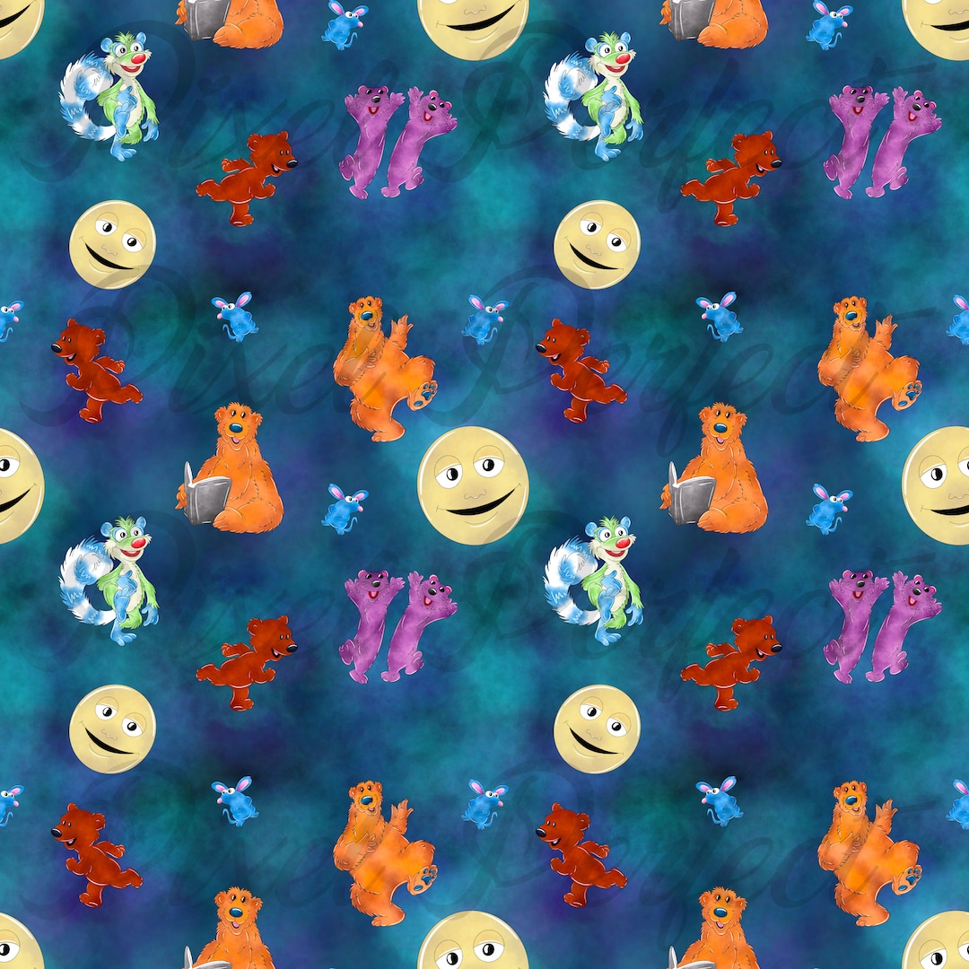 Seamless Design File Blue House Bear - Etsy