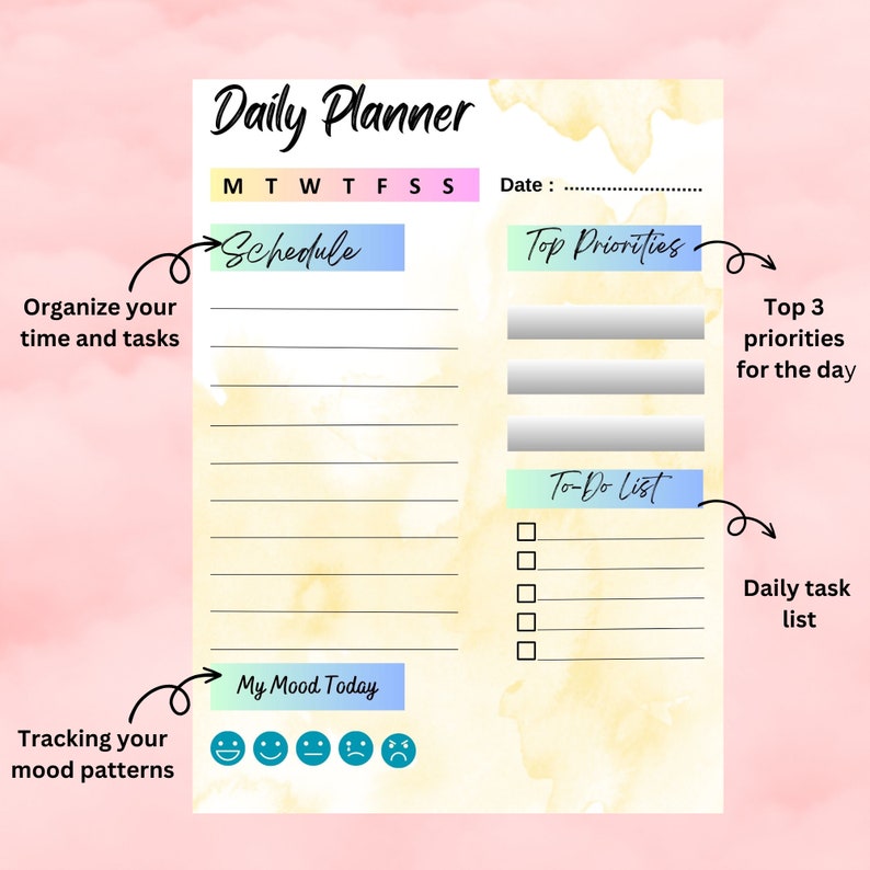 Daily Planner Printable | Digital Daily Planner | Personal Planner - Etsy
