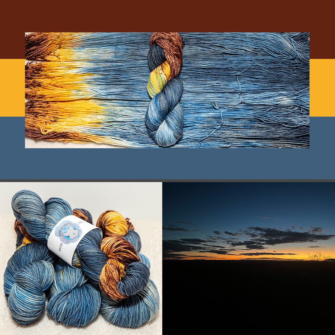 West Texas Sunset Hand Dyed Yarn DK Size 3 Needle US 7, Hook 7 Blue ...