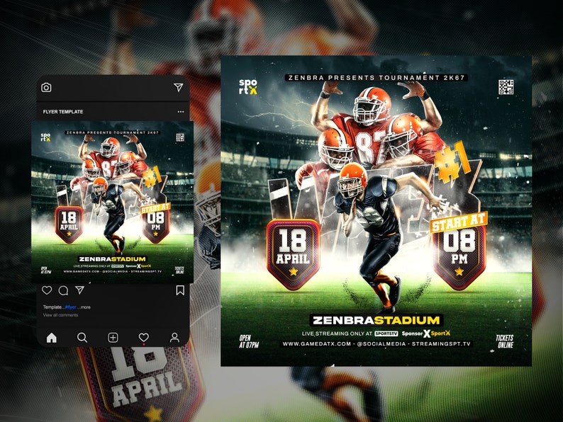 Game Day Football Flyer Template, Event Flyer, Football Flyer, Digital ...