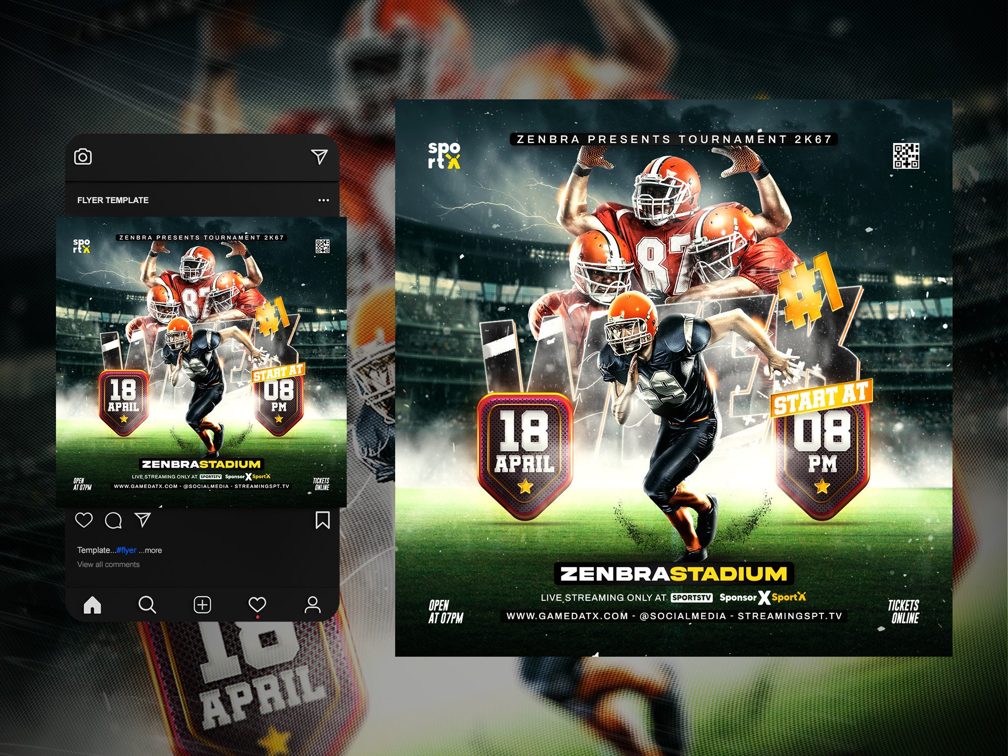 Game Day Football Flyer Template, Event Flyer, Football Flyer, Digital ...