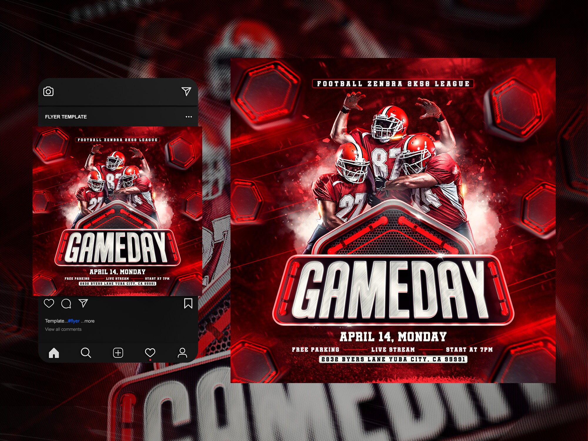 Game Day Football Flyer Template, Event Flyer, Football Flyer, Digital ...