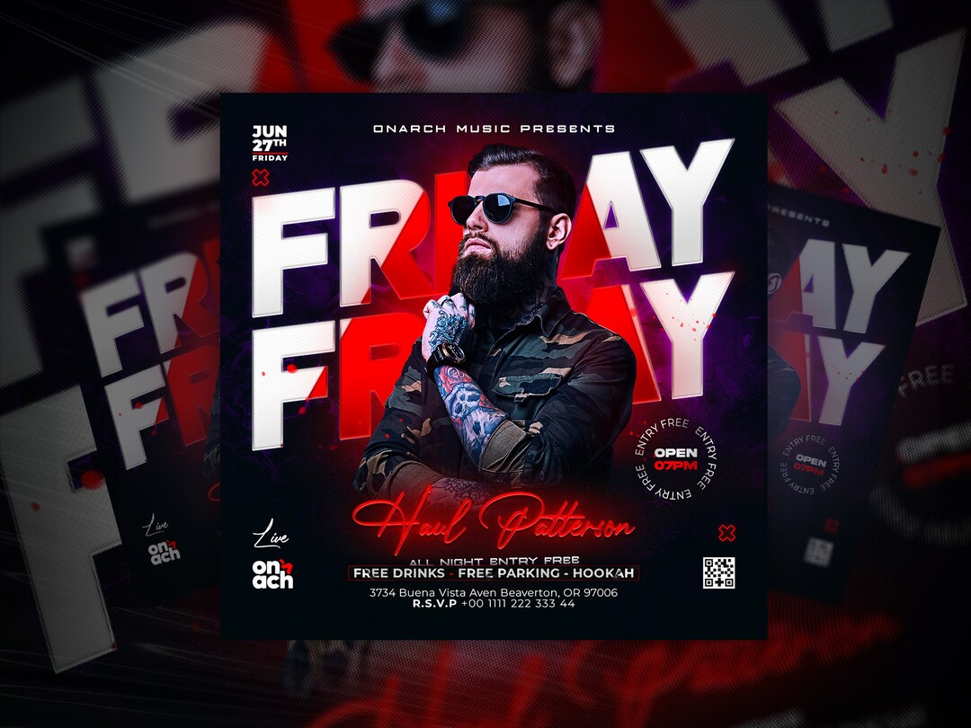 EDITABLE Club Flyer Template, Event Flyer, Night Club Invite Flyer, DJ ...