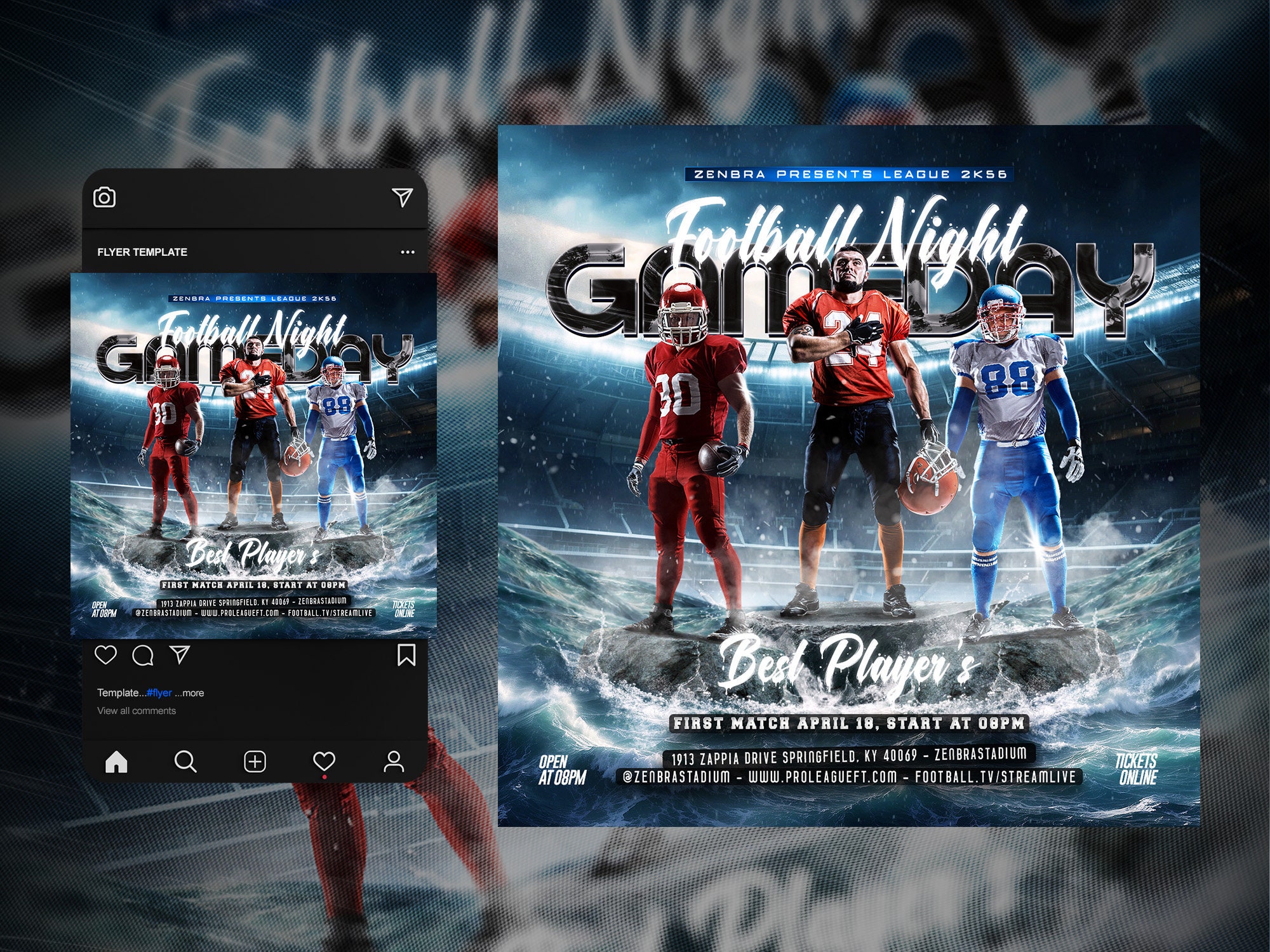 Game Day Football Flyer Template, Event Flyer, Football Flyer, Digital ...
