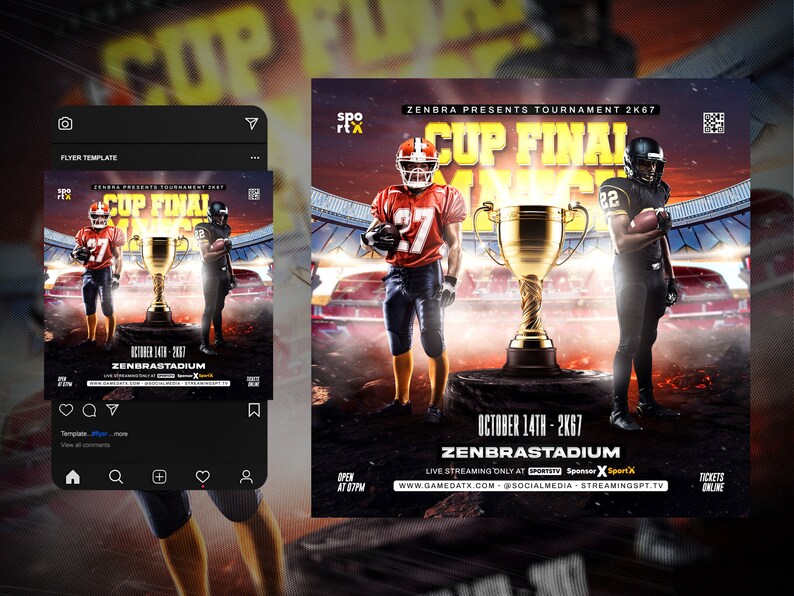 Game Day Football Flyer Template, Event Flyer, Football Flyer, Digital ...