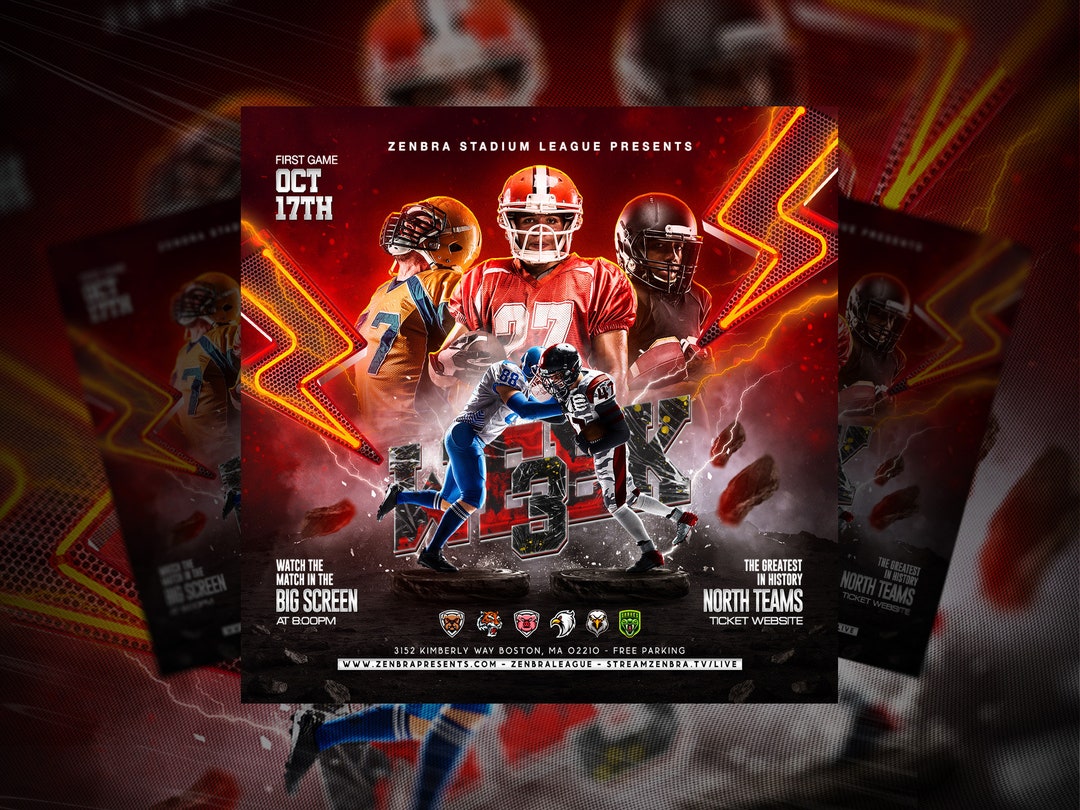 Game Day Football Flyer Template, Event Flyer, Football Flyer, Digital ...