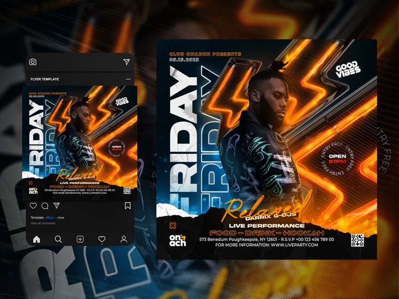 EDITABLE Club Flyer Template, Event Flyer, Night Club Invite Flyer, DJ ...