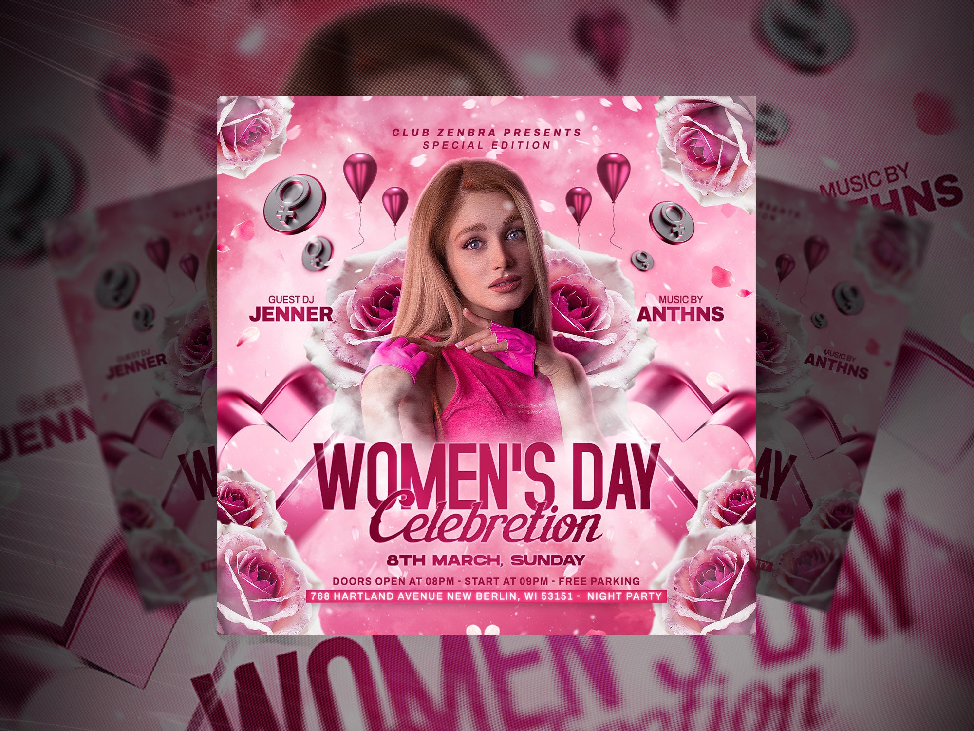 EDITABLE Women's Day Club Flyer Template, Event Flyer, Women's Day, DJ ...