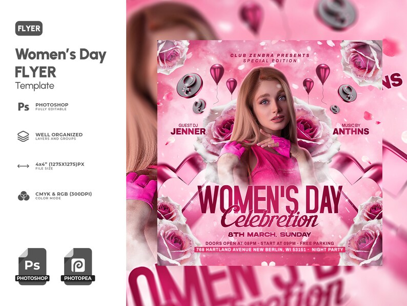 EDITABLE Women's Day Club Flyer Template, Event Flyer, Women's Day, DJ ...