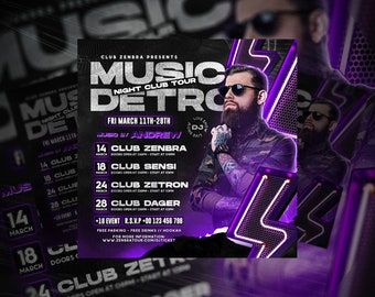 EDITABLE Club Flyer Template, Event Flyer, Night Club Invite Flyer, DJ ...