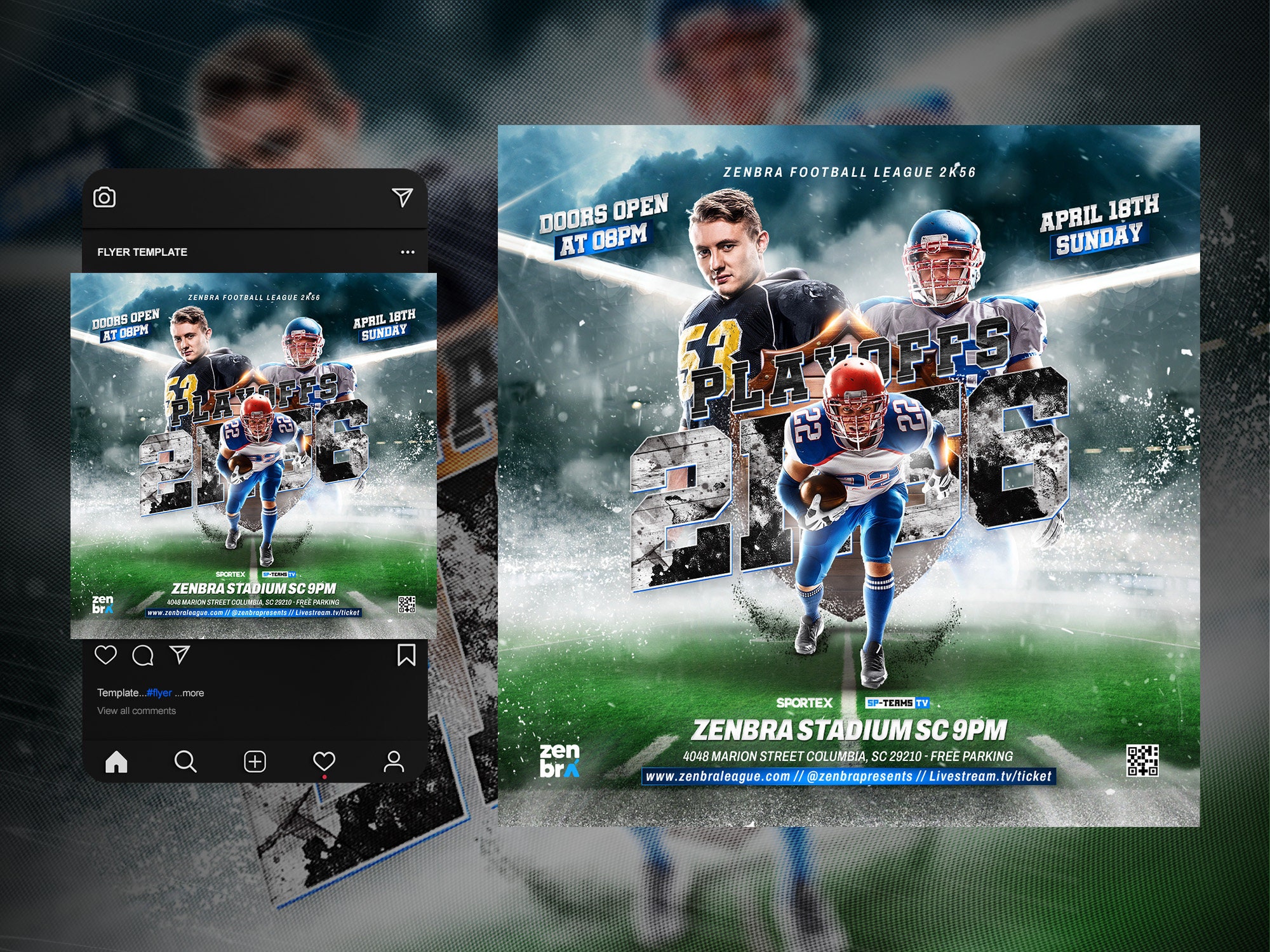 Game Day Football Flyer Template, Event Flyer, Football Flyer, Digital ...