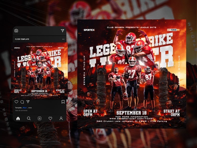 Game Day Football Flyer Template, Event Flyer, Football Flyer, Digital ...