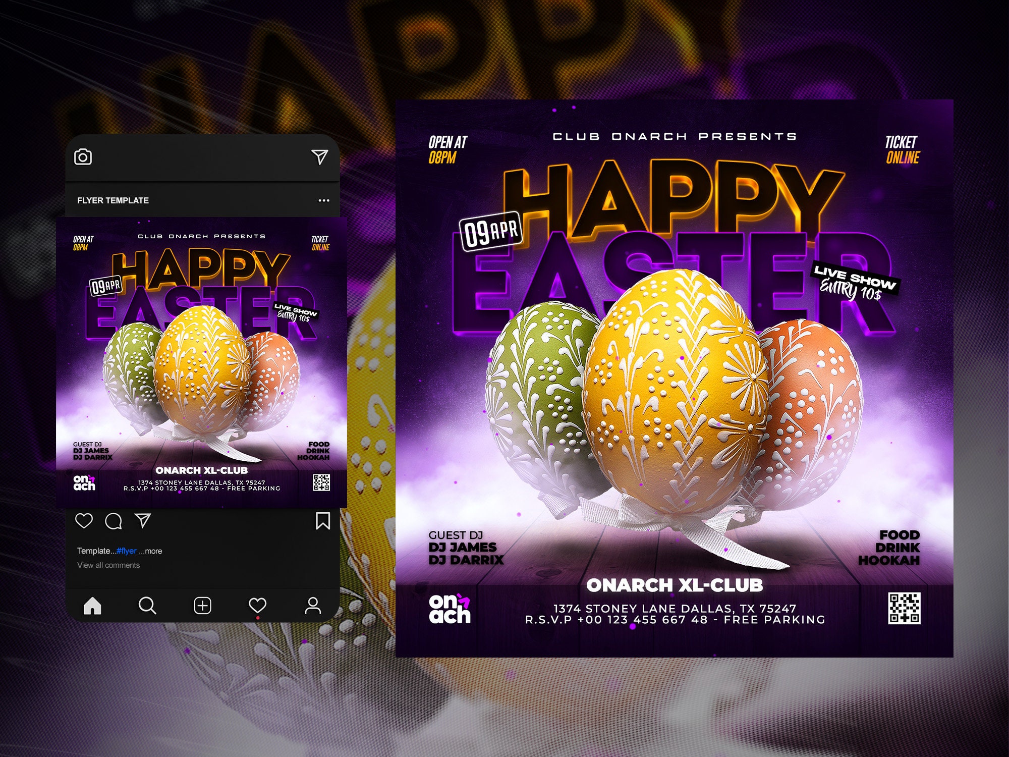 EDITABLE Happy Easter, Club Flyer Template, Event Flyer, Easter, DJ ...