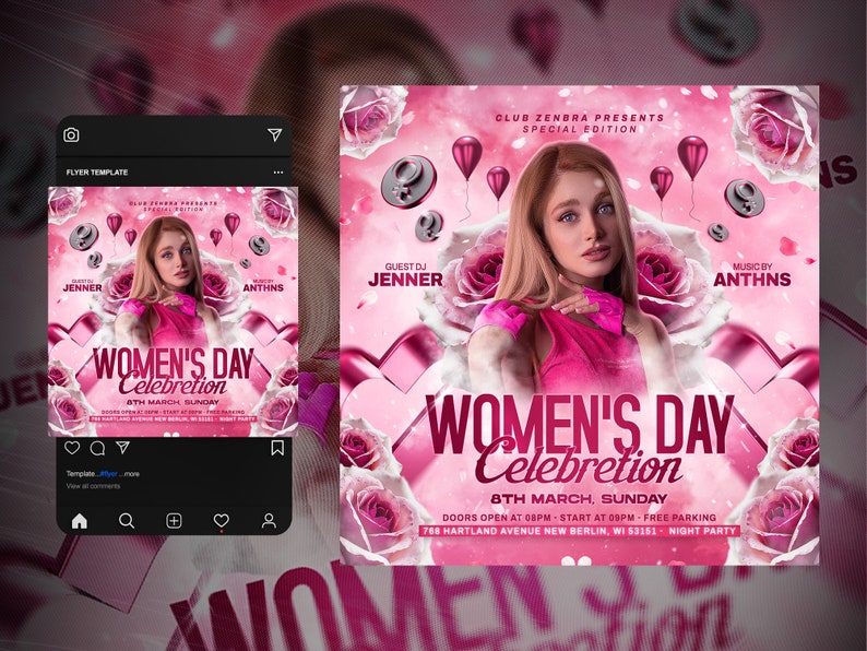 EDITABLE Women's Day Club Flyer Template, Event Flyer, Women's Day, DJ ...