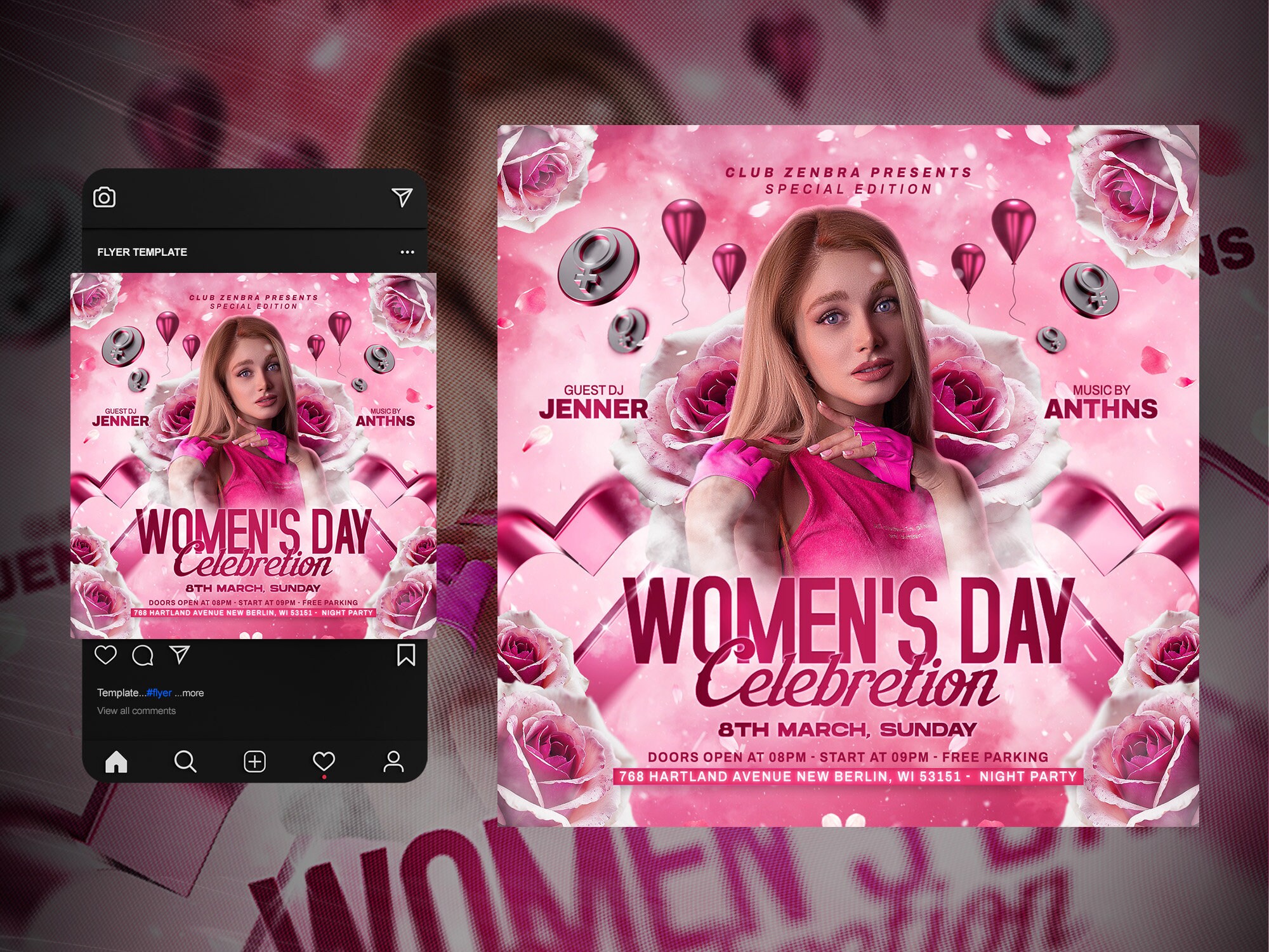 EDITABLE Women's Day Club Flyer Template, Event Flyer, Women's Day, DJ ...