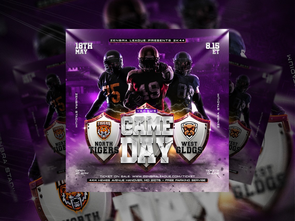 Game Day Football Flyer Template, Event Flyer, Football Flyer, Digital ...