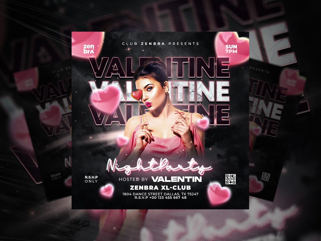 EDITABLE Valentine Club Flyer Template, Event Flyer, Valentines Day, DJ ...
