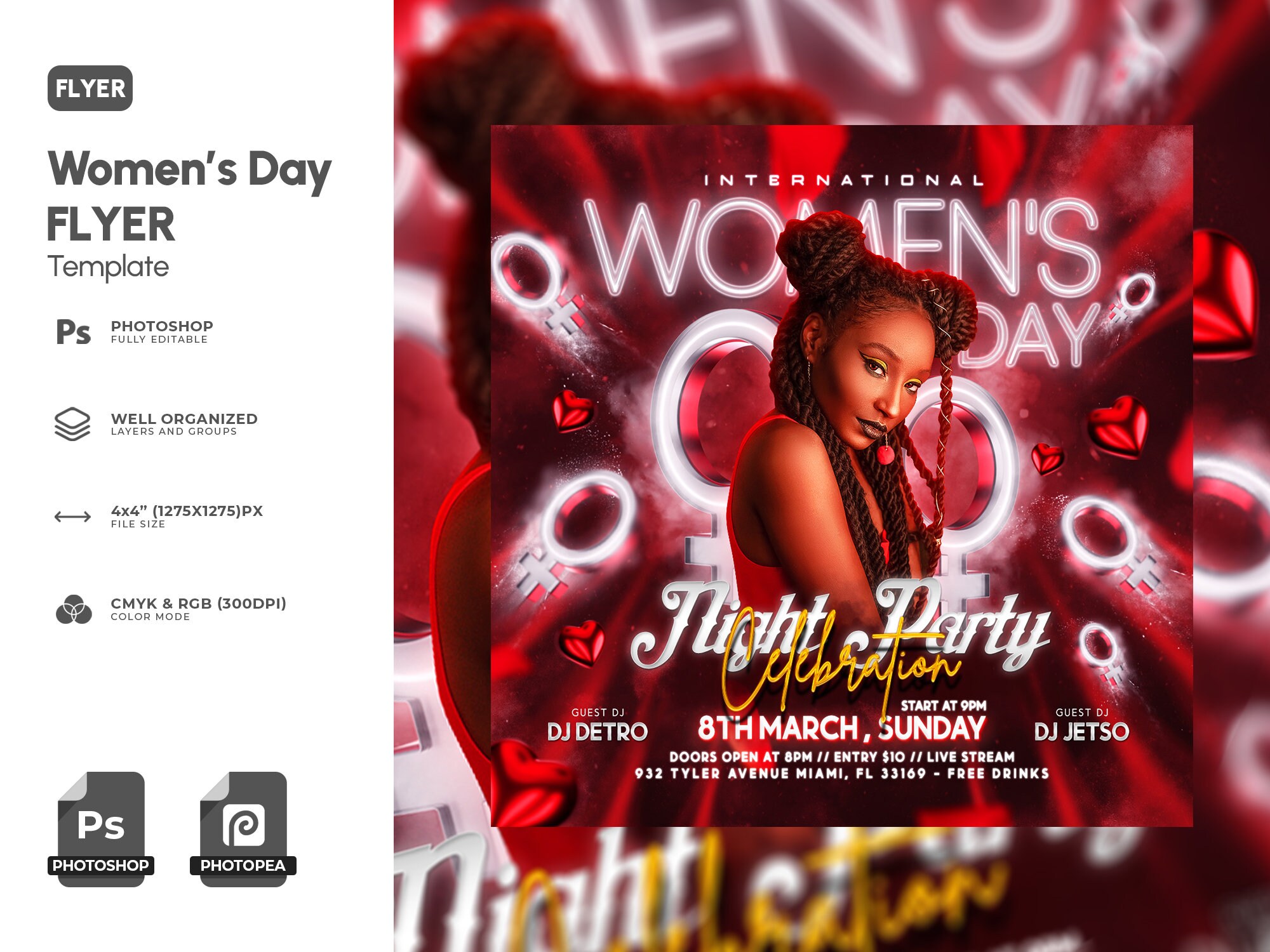 EDITABLE Women's Day Club Flyer Template, Event Flyer, Women's Day, DJ ...