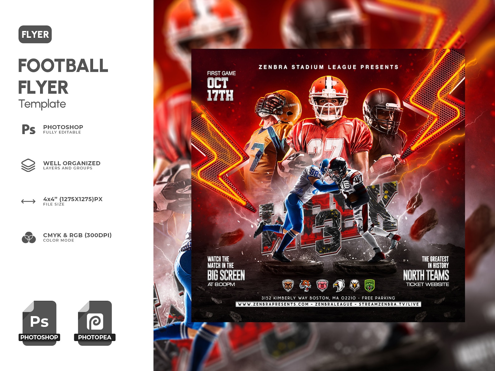 Game Day Football Flyer Template, Event Flyer, Football Flyer, Digital ...