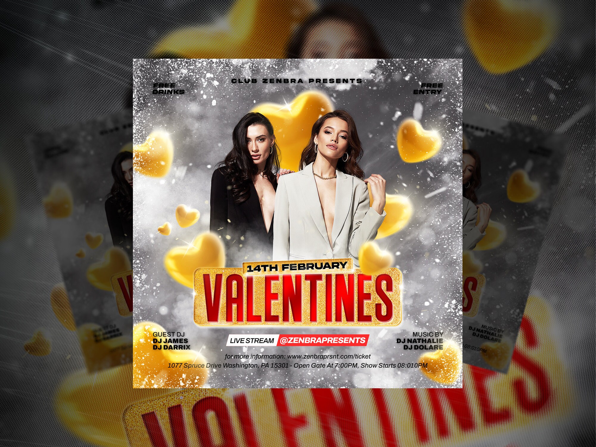 EDITABLE Valentine Club Flyer Template, Event Flyer, Valentines Day, DJ ...