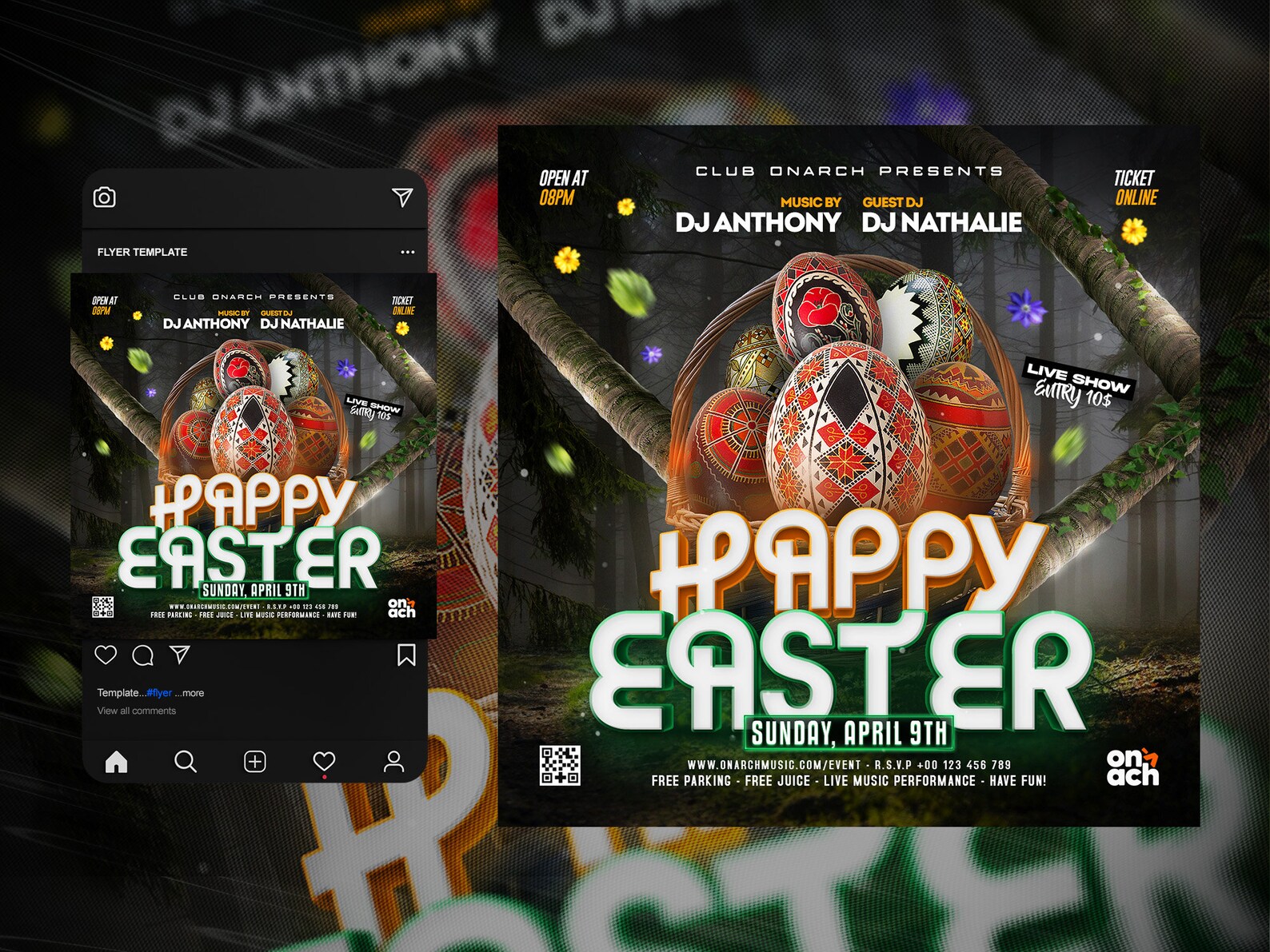 EDITABLE Happy Easter, Club Flyer Template, Event Flyer, Easter, DJ ...