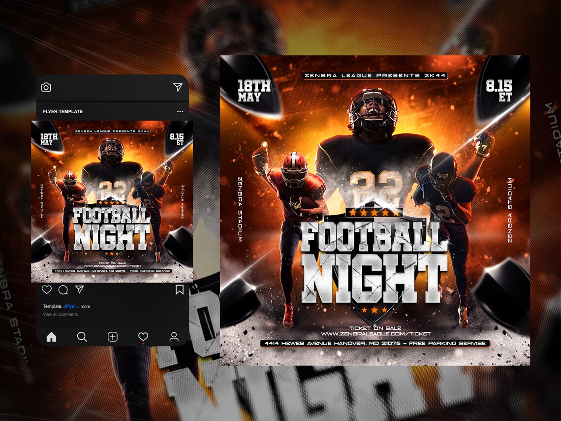 Game Day Football Flyer Template, Event Flyer, Football Flyer, Digital ...