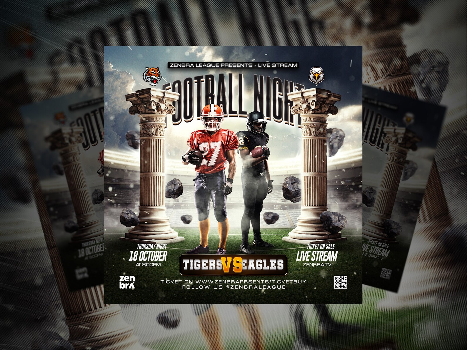 Game Day Football Flyer Template, Event Flyer, Football Flyer, Digital ...