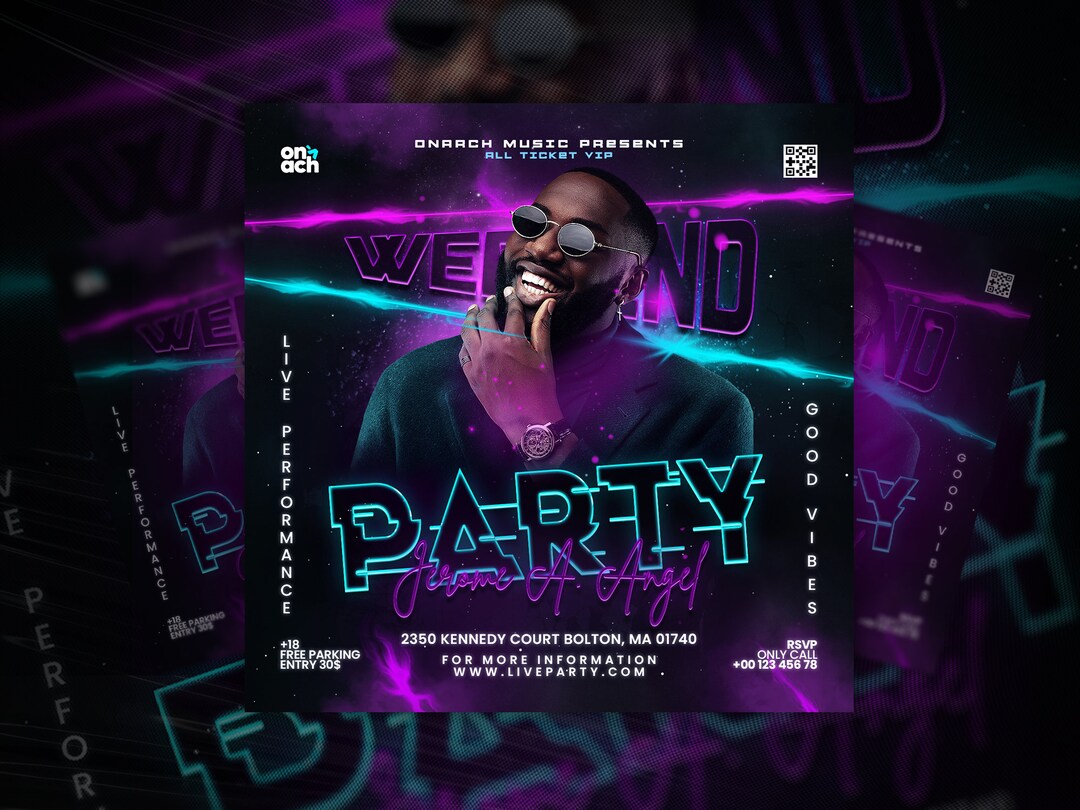 EDITABLE Club Flyer Template, Event Flyer, Night Club Invite Flyer, DJ ...