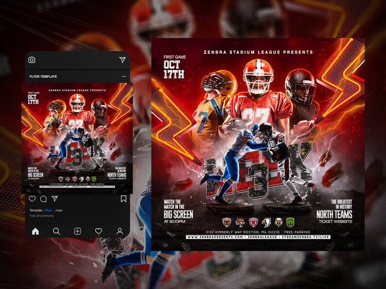 Game Day Football Flyer Template, Event Flyer, Football Flyer, Digital ...