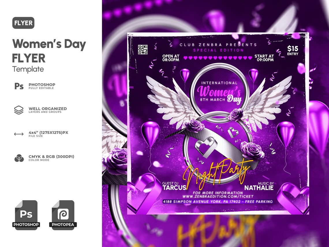 EDITABLE Women's Day Club Flyer Template, Event Flyer, Women's Day, DJ ...