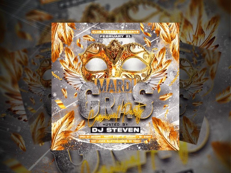EDITABLE Mardi Gras Carnival Template, Event Flyer, Night Club Invite ...