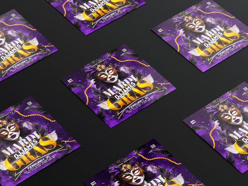 EDITABLE Mardi Gras Carnival Template, Event Flyer, Night Club Invite ...