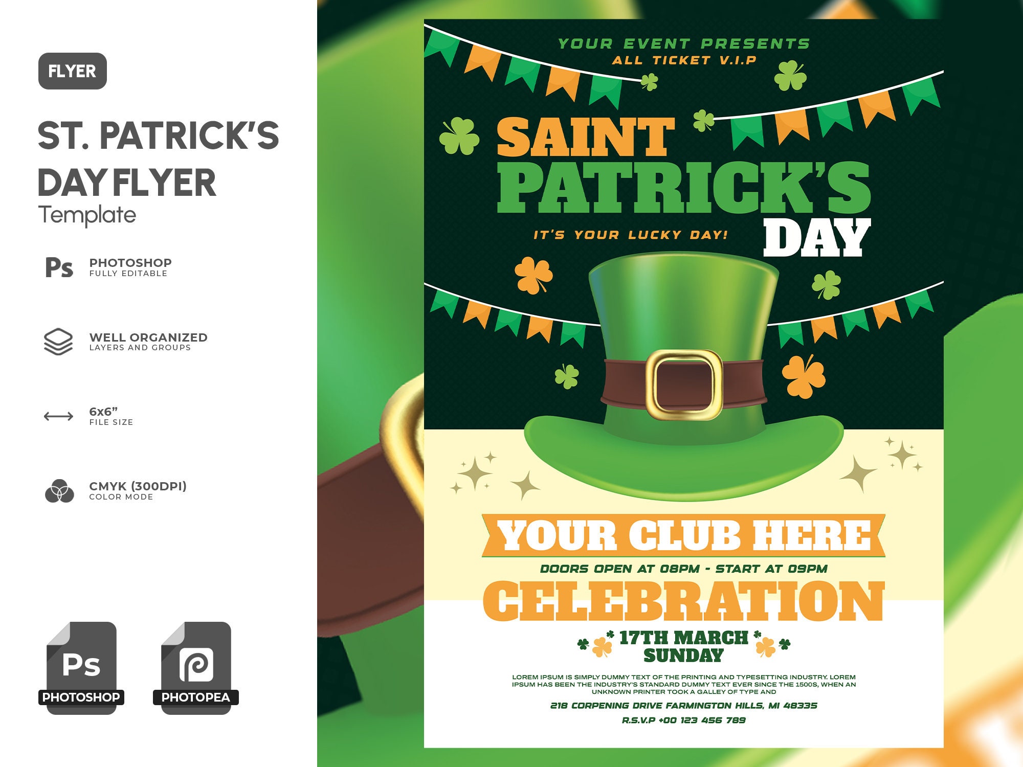 EDITABLE St.patrick's Day, Flyer Template, Event Flyer, St.patrick's ...