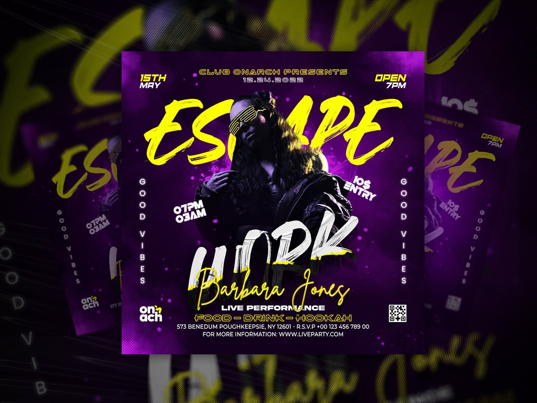 EDITABLE Club Flyer Template, Event Flyer, Night Club Invite Flyer, DJ ...