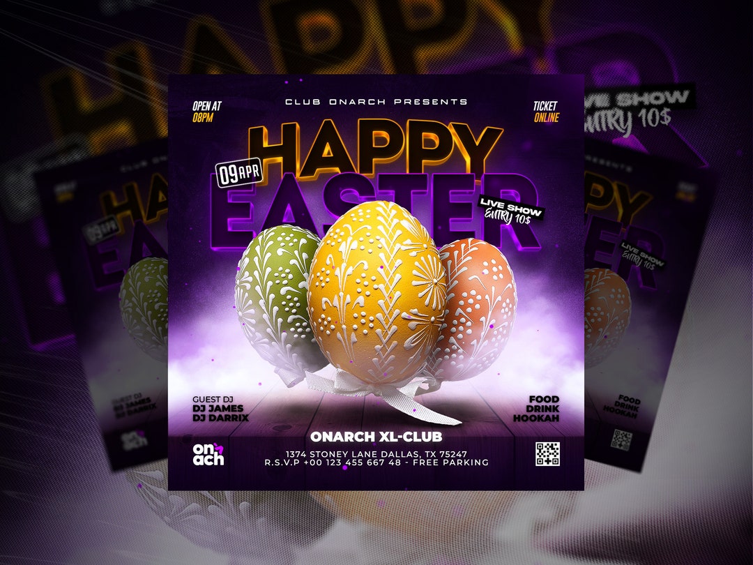 EDITABLE Happy Easter, Club Flyer Template, Event Flyer, Easter, DJ ...