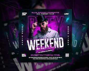 EDITABLE Club Flyer Template, Event Flyer, Night Club Invite Flyer, DJ ...