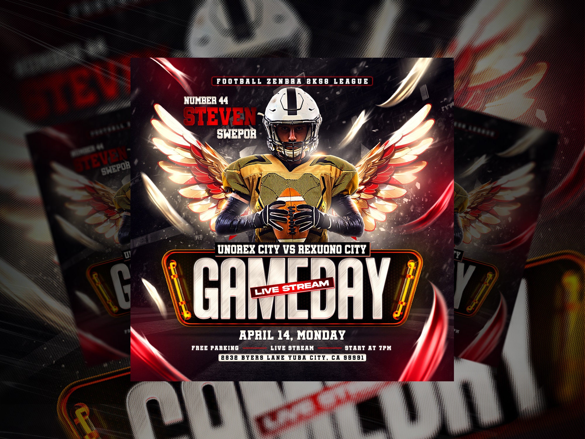 Game Day Football Flyer Template, Event Flyer, Football Flyer, Digital ...